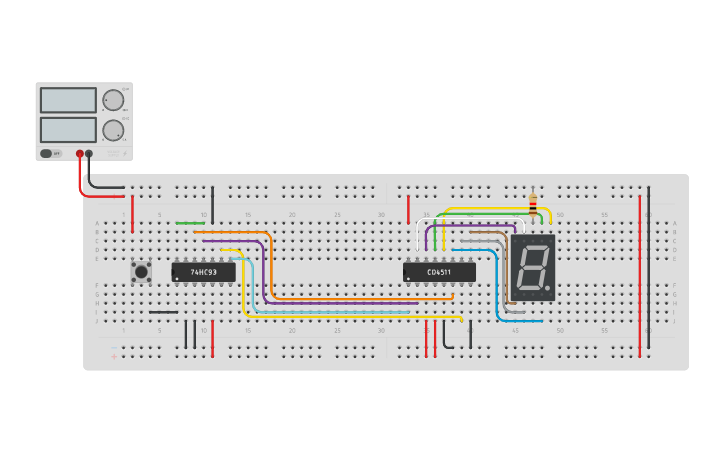 Circuit design Compteur asynchrone 74HC93 modulo 16 sur un afficheur 7 ...