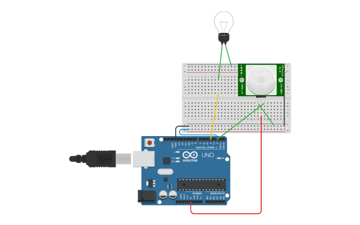 Circuit design Sensor PIR | Tinkercad