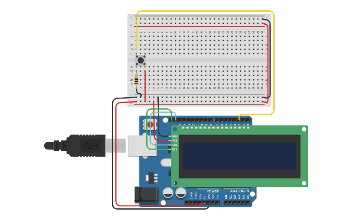 Circuit Design Lcd Push Button I2c Tinkercad