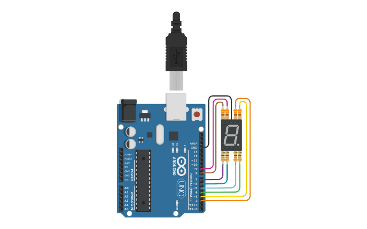 Circuit design Display de 7 segmentos - Tinkercad Circuit design Display de 7 segmentos - Tinkercad