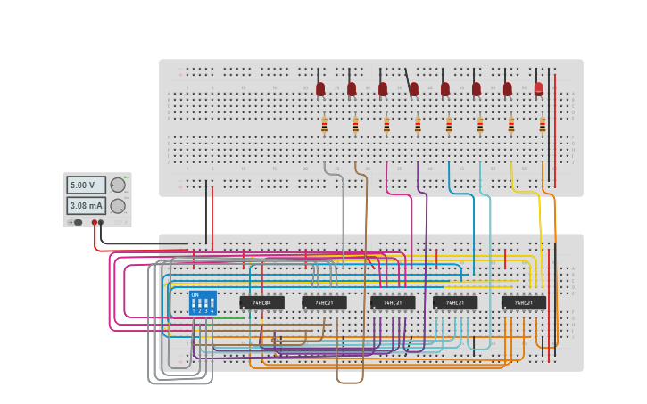 Circuit design Contoh Demux 1 to 8 - Tinkercad