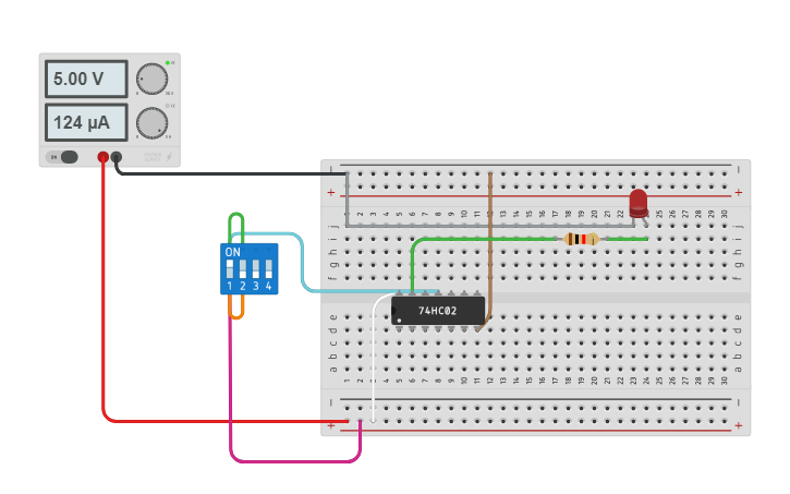 Circuit design NOR - Tinkercad