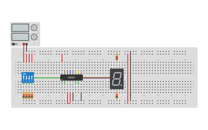 Circuit design 7 Segment Decoder - Tinkercad
