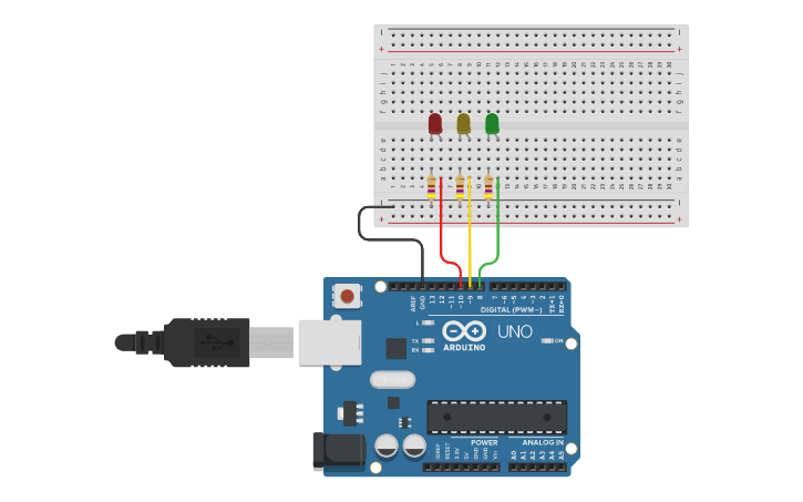 Circuit design Arduino Stoplight - Tinkercad