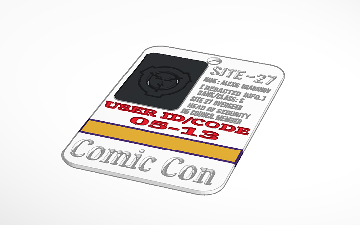 3D design O5-13 SCP ID Card - Tinkercad