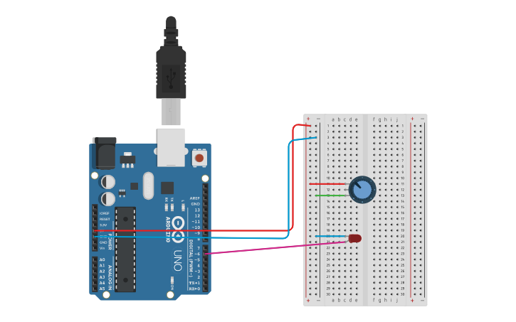 Circuit design Potenciometro - Tinkercad
