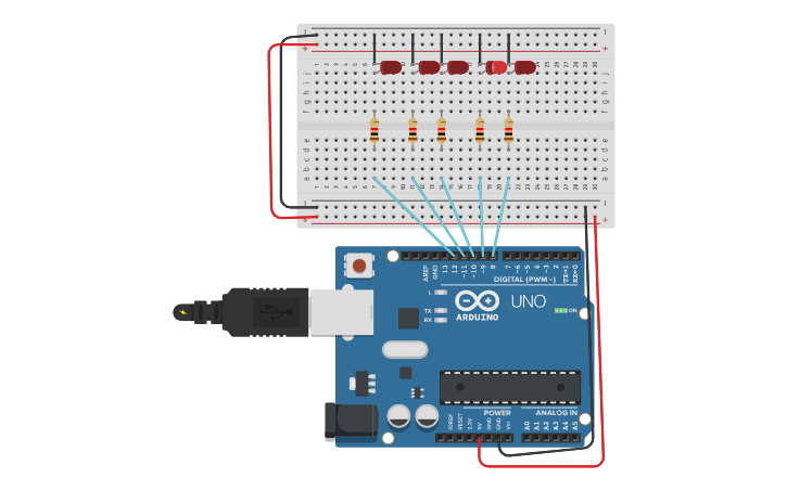 Circuit design Marquee(for loop) | Tinkercad