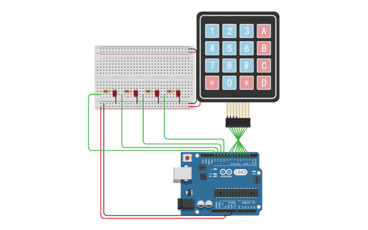 Circuit Design 4x4 Keypad Tinkercad