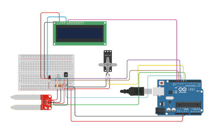 Circuit design Soil sensor - Tinkercad