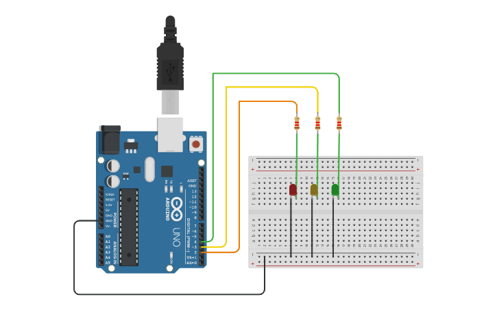 Circuit design SEMÁFORO - Tinkercad