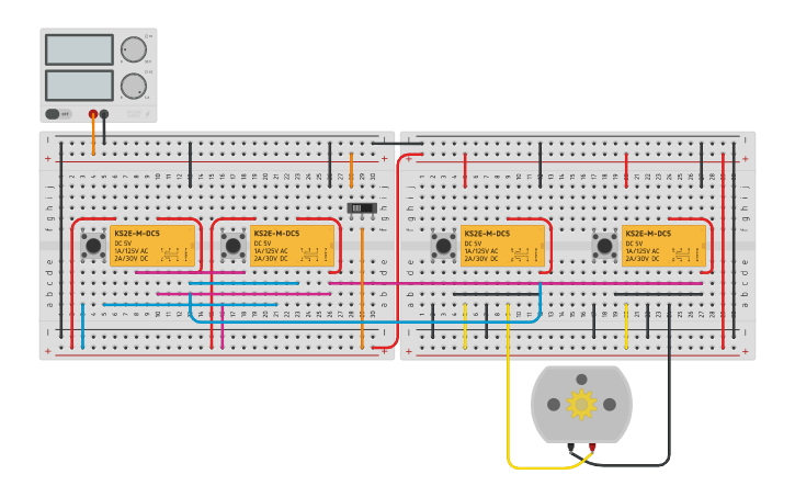 Circuit design DC Motor Control using Switchgear - Tinkercad