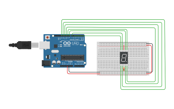Circuit design 7 Segment count - Tinkercad