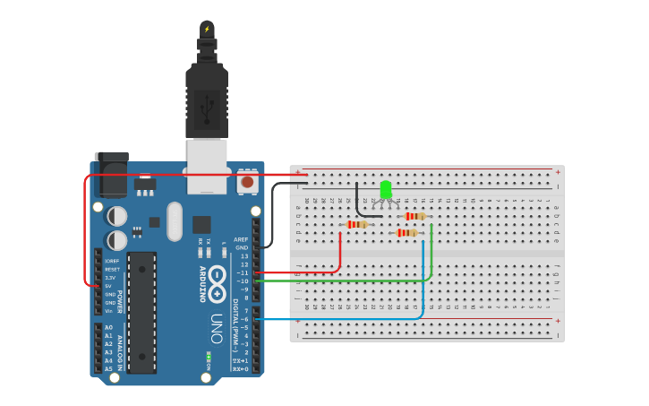 Circuit design RGB (four colors) - Tinkercad