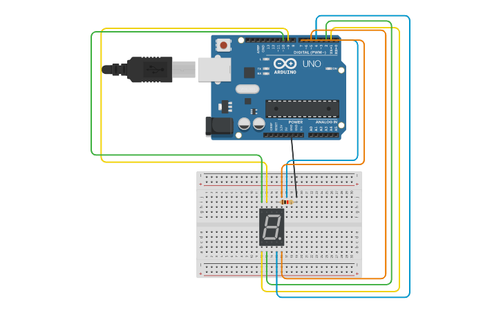 Circuit design Display 7 segmentos | Tinkercad
