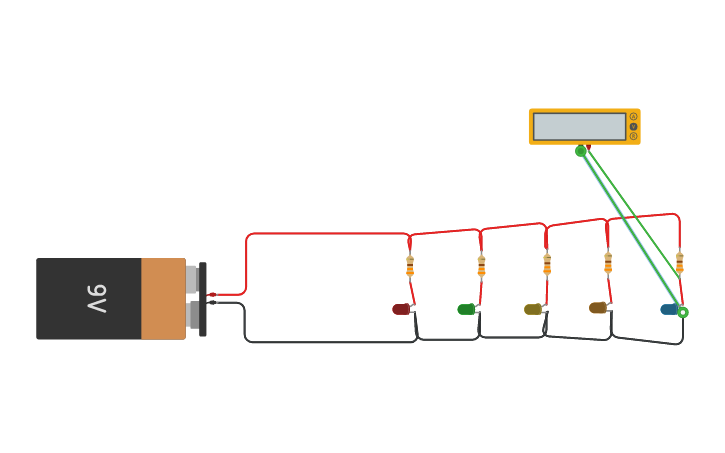 Circuit design medir tensão nos leds - Tinkercad