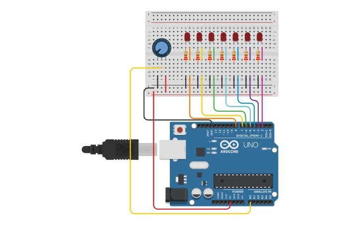 Circuit design LED bar | Tinkercad