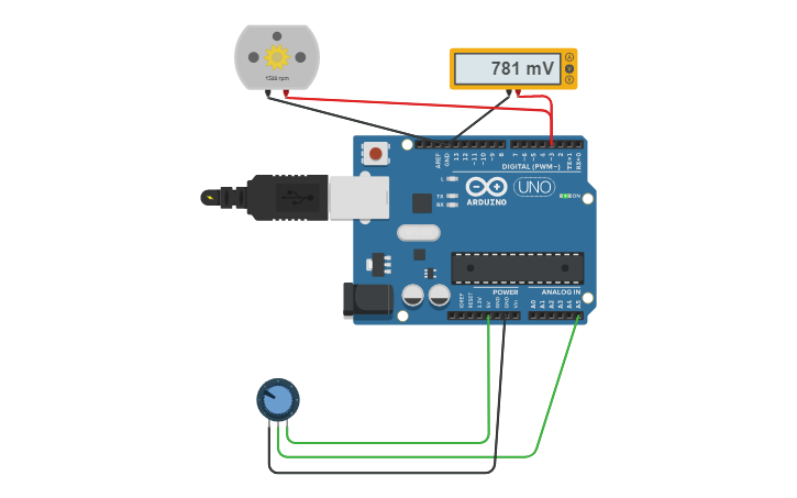 Circuit design DC Motor Speed Controller - Tinkercad