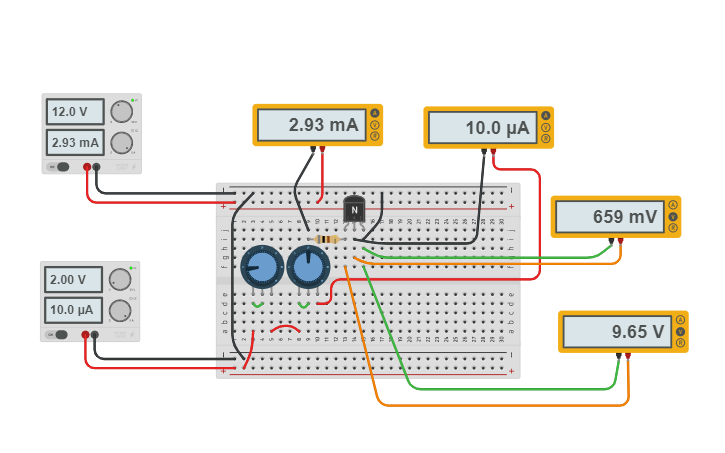 Circuit design BJT Lab1 - Tinkercad