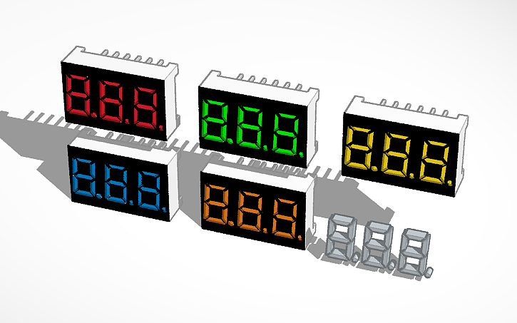 3D design Copy of 3-Digit of LED 7-Segment Display - Tinkercad