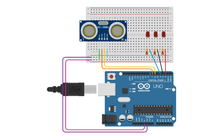 Circuit design Ultra-sound Car Parking Sensor - Tinkercad
