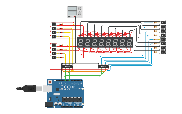 Circuit Design Multiplex Using Shift Registers And Arduino Tinkercad