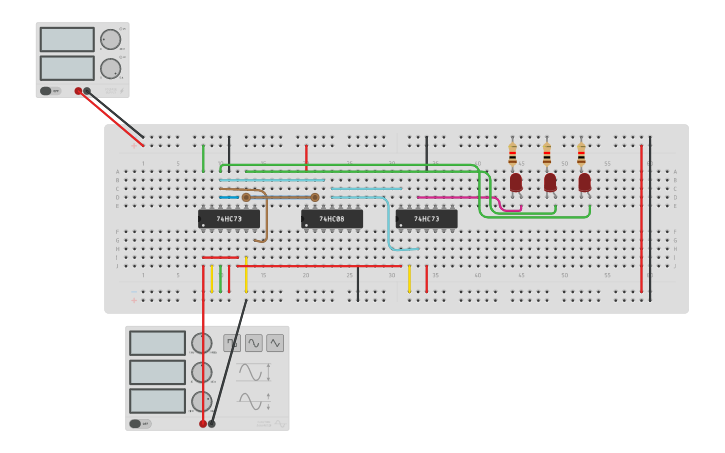 Circuit Design Synchronous Counter Tinkercad