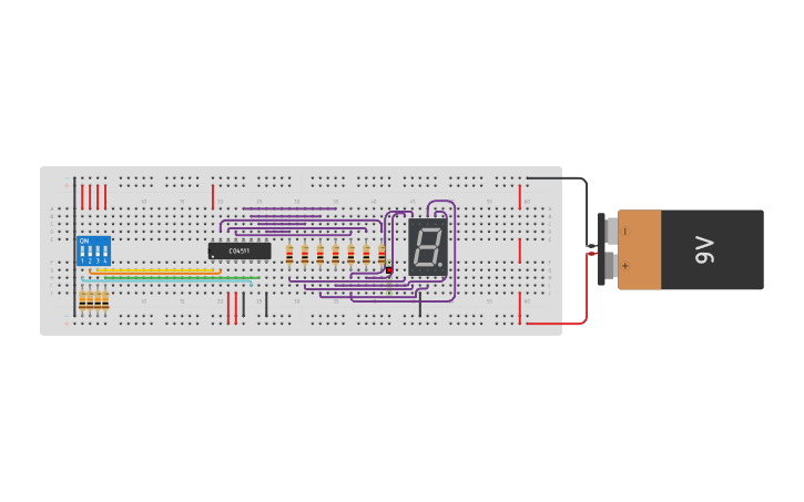 Circuit design FL-ACT1: BCD to 7-Segment Display - Tinkercad