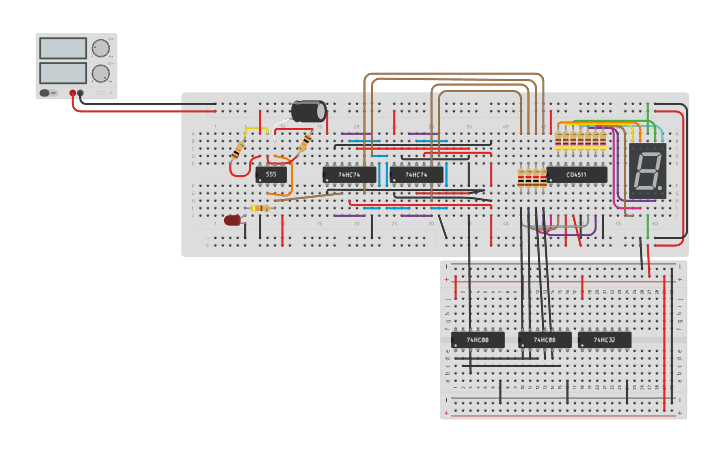 Circuit design D Flip Flop 74LS74 - Tinkercad