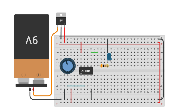 Circuit design ATTINY as variable PWM source - Tinkercad