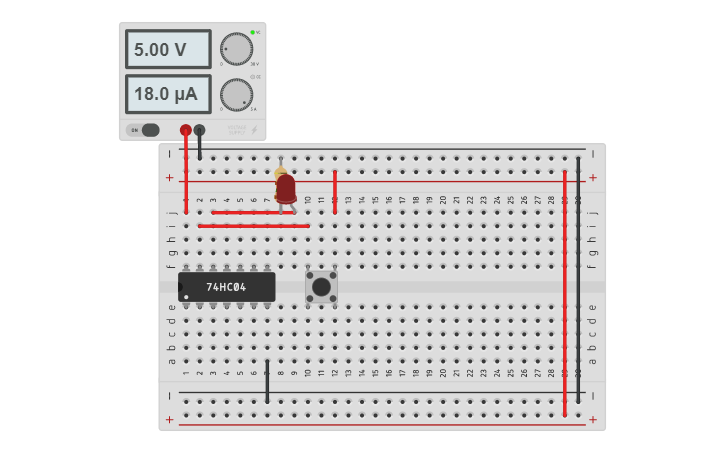 Circuit design Hex Inverter - 74HCT04 - Tinkercad