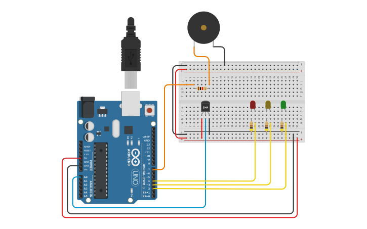 Circuit design Temperature Monitoring System with a Piezo Buzzer ...