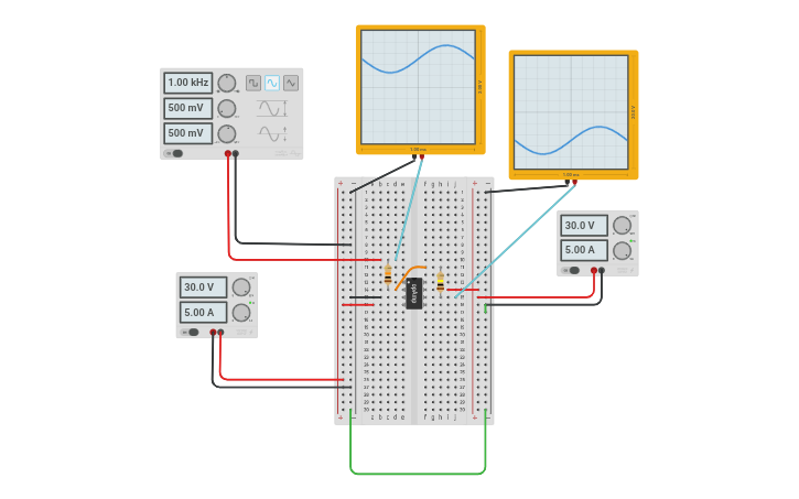 Circuit design Inverting Amplifier(Op Amp) - Tinkercad