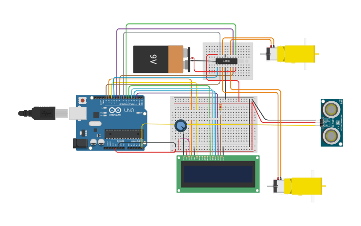 Circuit Design Obstacle Avoidance Robot Vehicle Tinkercad