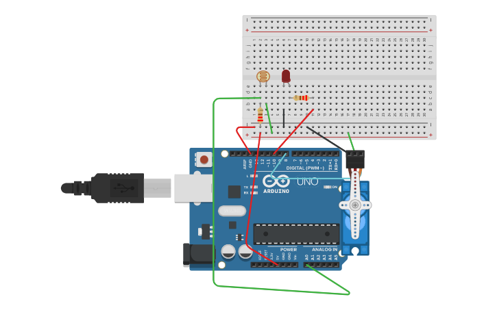 Circuit design sensor de luz - Tinkercad