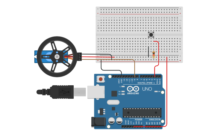 Circuit design Servo con Boton - Tinkercad