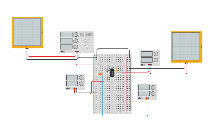 Circuit design differential amplifier - Tinkercad