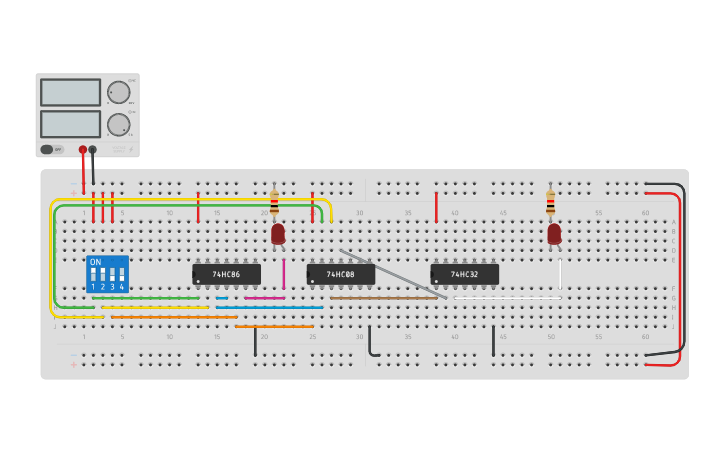 Circuit design Realization of full adder using BASIC gates - Tinkercad