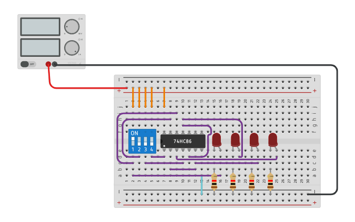 Circuit design Gray to Binary Code | Tinkercad