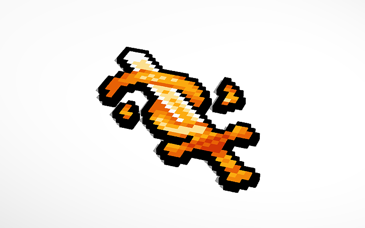 3D design Fire sword pixel art - Tinkercad