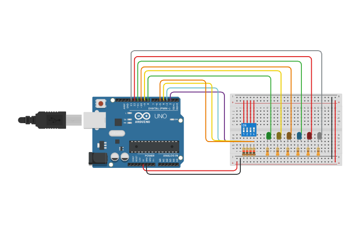 Circuit design Copy of Dip switch - 4 estados | Tinkercad
