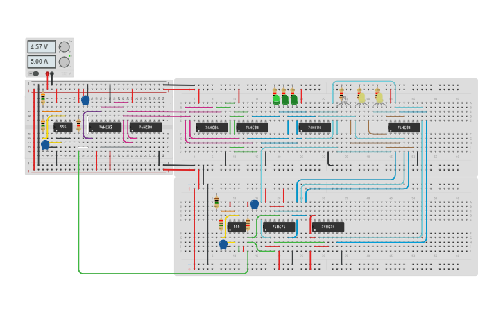 Circuit design Working 3-Way Intersection "Improved" | Tinkercad