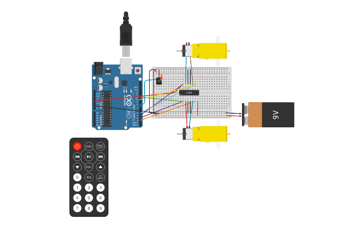 Circuit design motor IR - Tinkercad