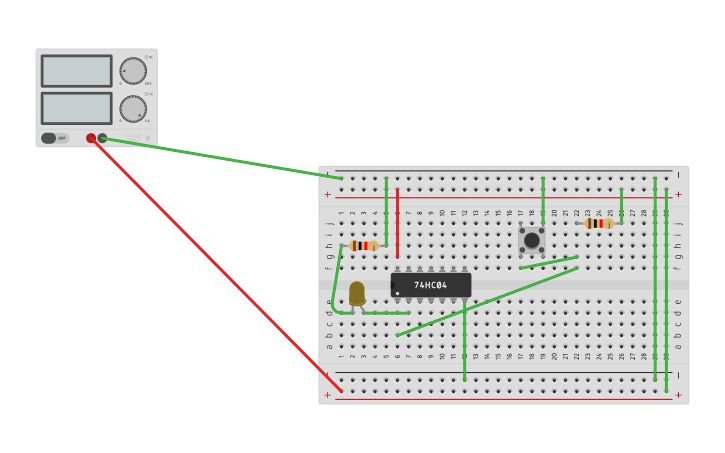 Circuit design AKAS EXP1 NOT gate | Tinkercad