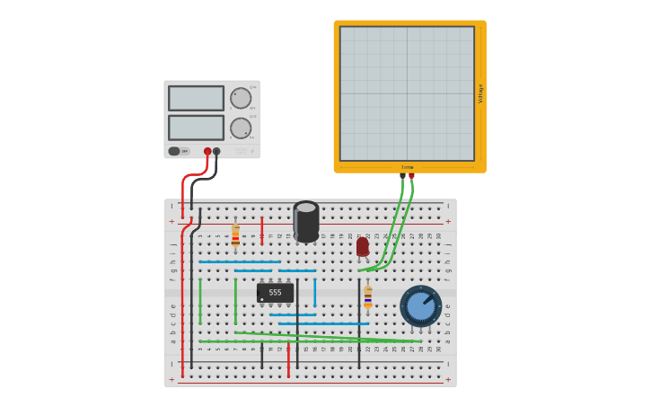 Circuit design 555-timer - Tinkercad