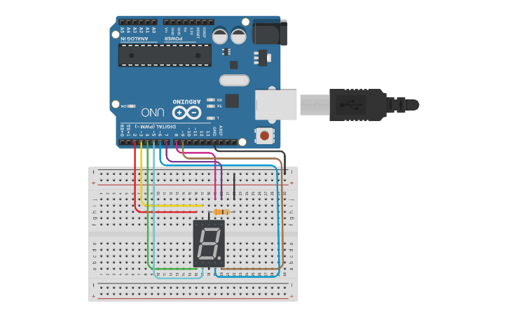 Circuit design Display a 7 segmenti - Tinkercad