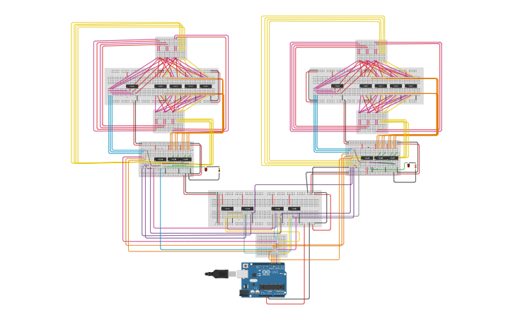 Circuit design ALU using 8 input multiplexers - Tinkercad