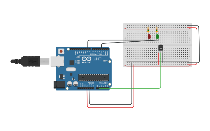 Circuit design Temperature sensor - Tinkercad