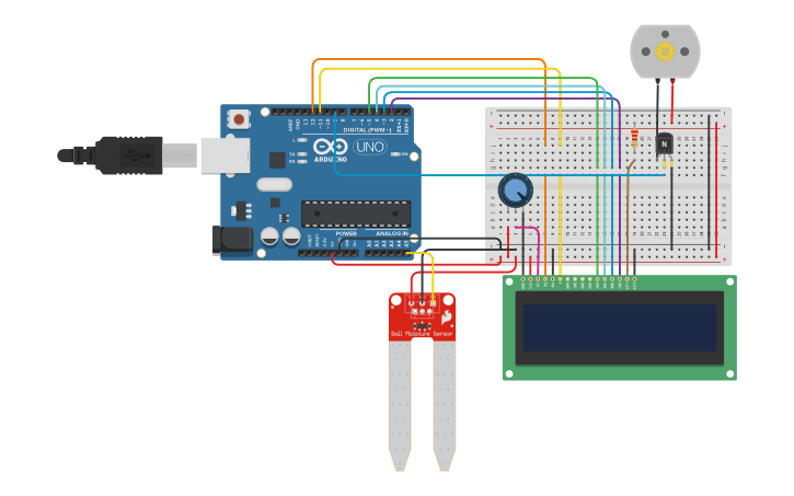 Circuit design smart waterring system - Tinkercad