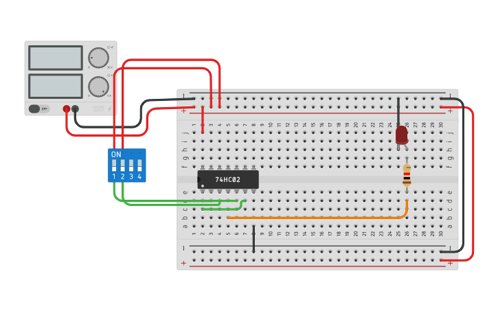 Circuit design OR GATE USING NOR | Tinkercad