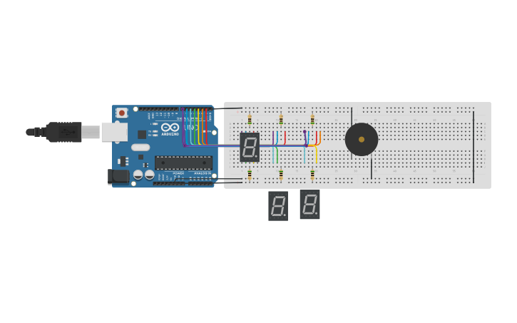 Circuit design 7 segment display - Tinkercad